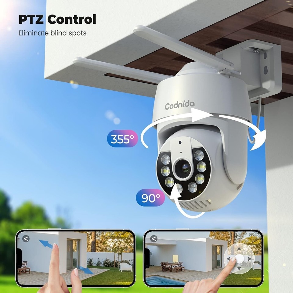 2K Security Camera with 360° PTZ & Night Vision for Ultimate Home ...