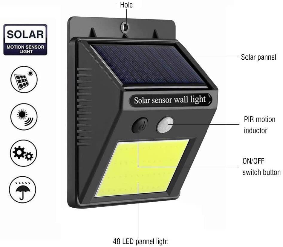 4x 48 LED Solar Power Wall Light Waterproof Outdoor PIR Motion Sensor ...