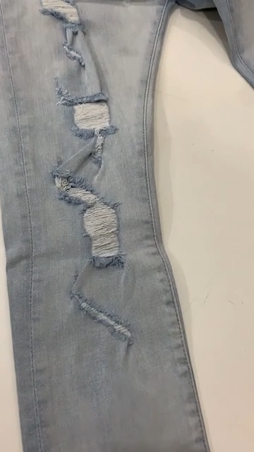 Men's Blue Distressed Jeans Random Ripped Skinny Washed Denim | FREE ...