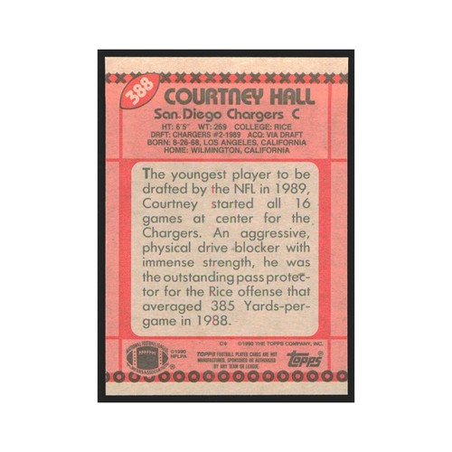 1990 Topps Courtney Hall San Diego Chargers #388 | eBay