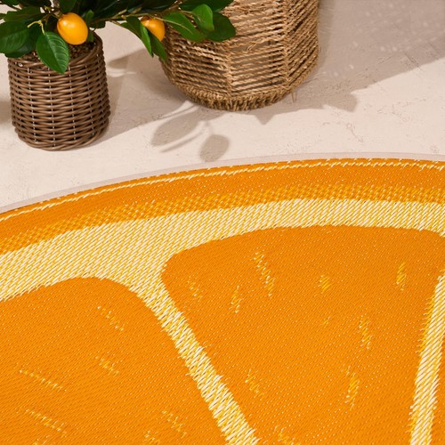 Orange Outdoor Rug Round Garden Waterproof Mat Area Floor Patio Deck ...