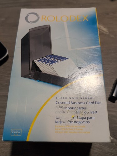 Rolodex 67262 Covered Business Card File Black Storage Case Lid 200 ...