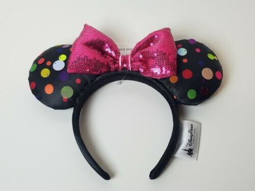 Disney Parks Minnie Mouse Multi-Color Polka Dot Sequin Ear Headband ...