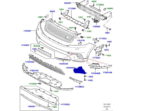 Genuine LAND ROVER DUCT BRAKE CALIPER COOLING RANGE ROVER VELAR LH ...