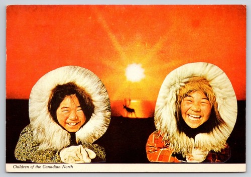 Smiling Native Children of the Canadian North Postcard 6x4 Midnight Sun ...