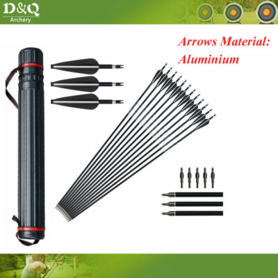 31 inch 6/12xAluminium Arrows Archery Target Hunting arrows with Quiver ...