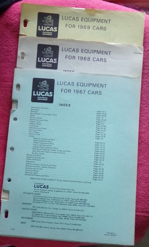 LUCAS EQUIPMENT FOR 1967 CARS, 68 CARS & 69 CARS 3 CATALOGUES | eBay