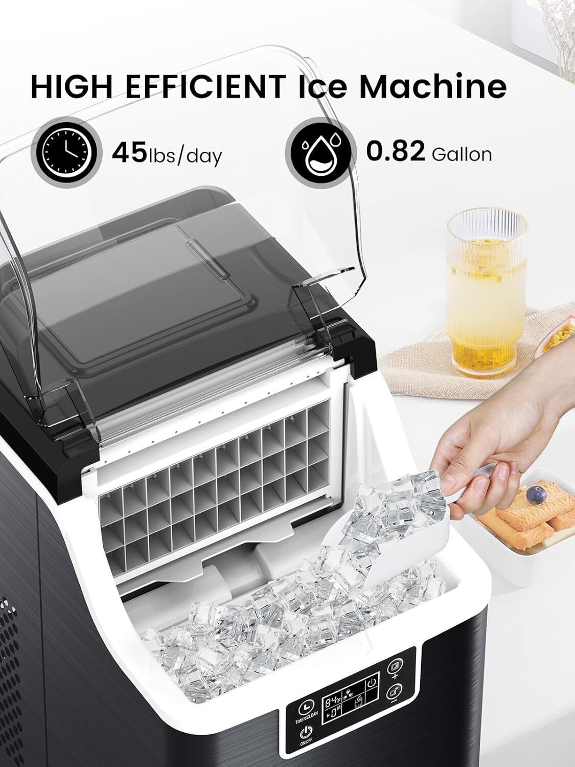 45 Lbs/Day ice Maker 2 Ways to add Water With Self Cleaning Ice Maker ...