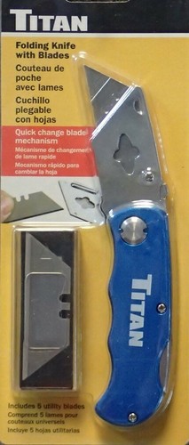11018 TITAN Folding Knife Pocket Clip w/ 5 Utility Blades - Quick ...