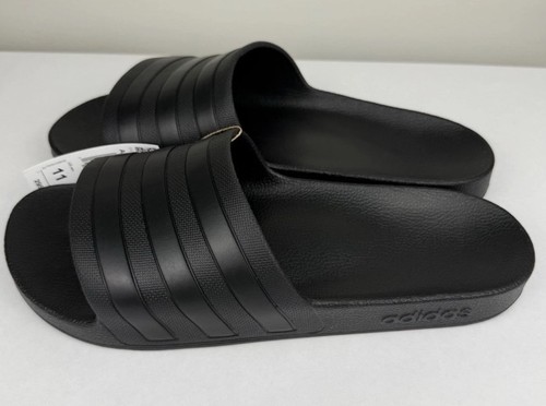 ADIDAS Adilette Cloudfoam Aqua Slides Mens Triple Core Black (F35550 ...