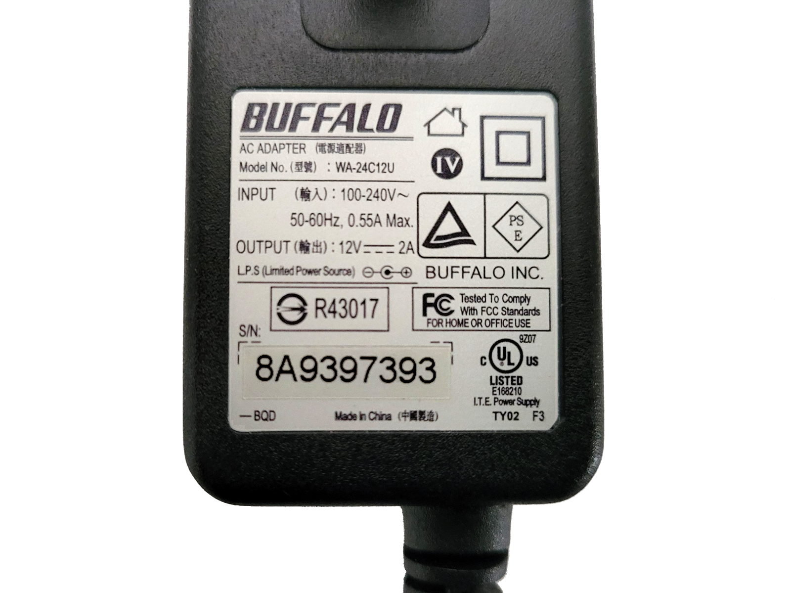 Genuine BUFFALO WA-24C12U Black 12V 2A Switching AC Adapter Power ...