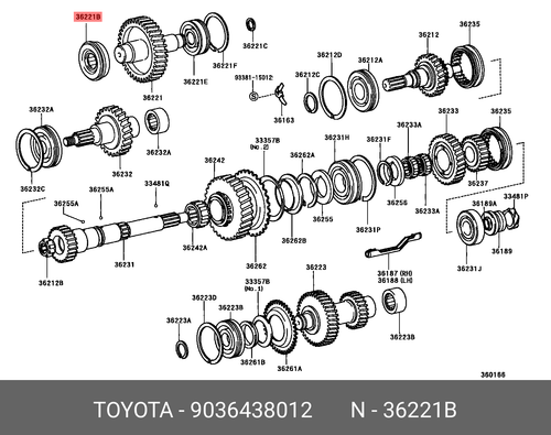 Genuine OE bearing for transfer idler gear, 9036438012 for TOYOTA 90364 ...