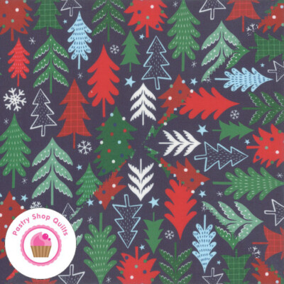 Moda JOLLY SEASON 35343 15 Navy Blue Christmas Trees ABI HALL Quilt ...