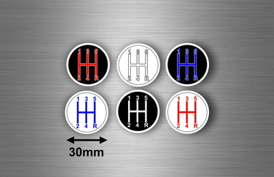 6x gear sticker 30mm emblem badge speed manual pattern decal shifter ...