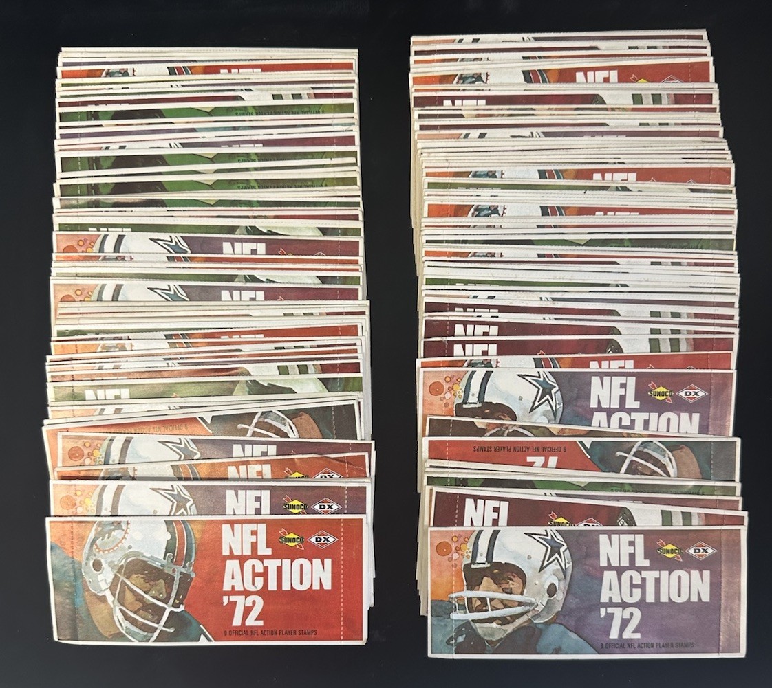 Collection of (130) 1972 Sunoco NFL Action Player Football Stamps ...