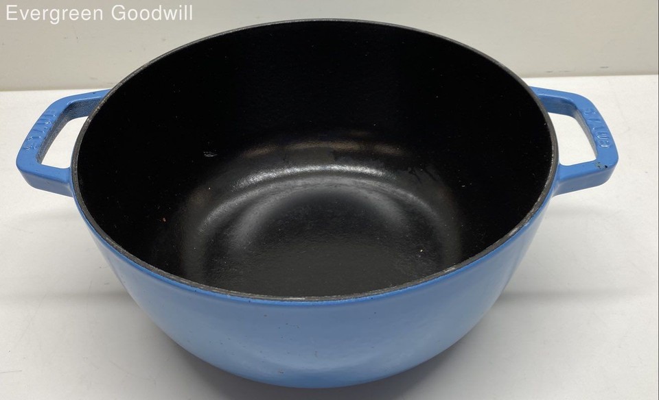 Staub Blue Double Handle 10.25in/26cm Cast Iron Pot with Lid | eBay