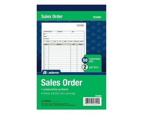 Adams Sales Order Book, 2 Part Carbonless, 5-9/16" x 8-7/16", 2 Books ...