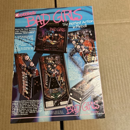 GIANT Original Bad Girls Pinball Gottlieb 1988 arcade game FLYER AD | eBay