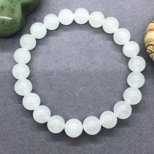 Natural White Chalcedony Bracelet Stone Bead Chakra Heal Gift 6/8/10/12 ...