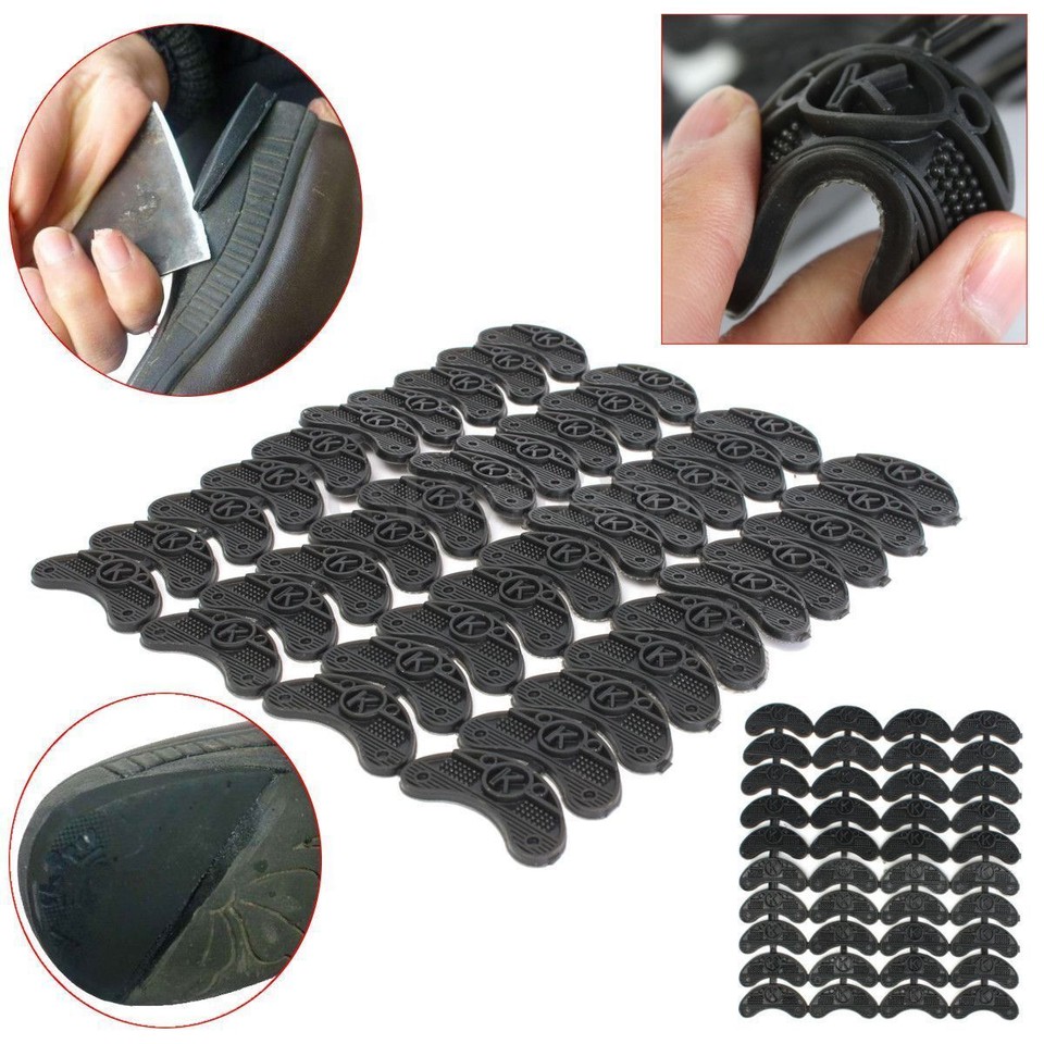 10 Pairs Black Rubber Sole Heel Savers Toe Plates Tap DIY Glue On Shoes ...