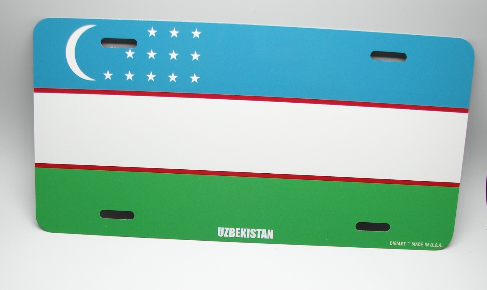 UZBEKISTAN OZBEKISTON DAVLAT BAYRAGI METAL CAR NOVELTY LICENSE PLATE ...