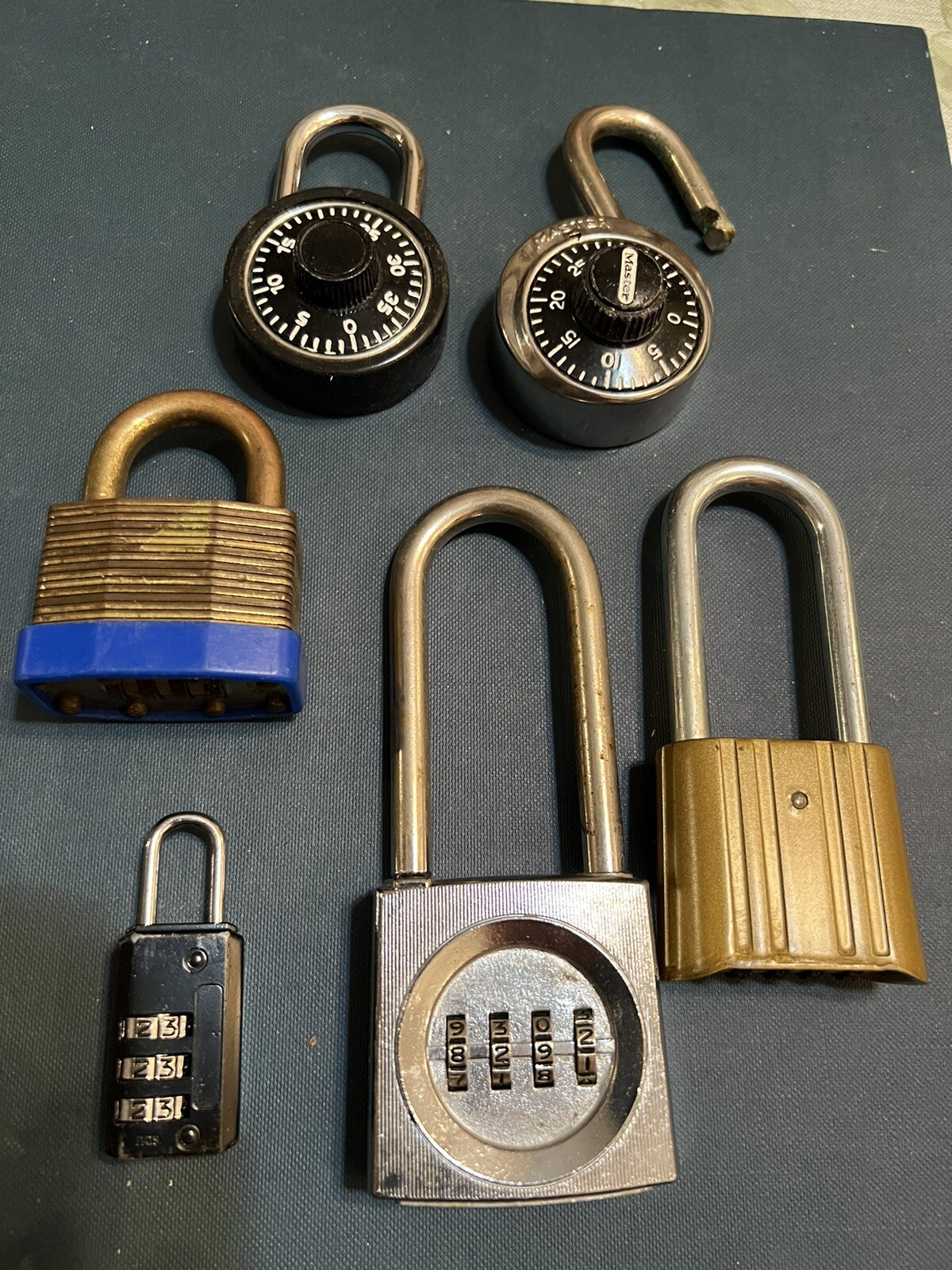 LOT OF 6 VINTAGE COMBINATION LOCKS MASTER + SASSMEE + PRESTOLOCK PLUS ...