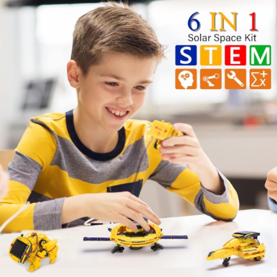 6-in-1 Solar Robot Kit Kids Ages 8-12 STEM Space Building Toy Set ...