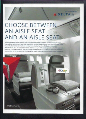 DELTA AIR LINES 2012 BUSINESS ELITE CHOOSE BETWEEN AN AISLE SEAT ...
