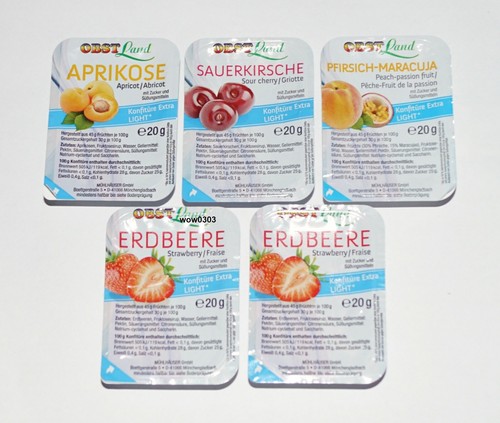 (12,83€/1kg) Obst Land Light Konfitüre Extra in 4 Sorten 100 x 20 g ...
