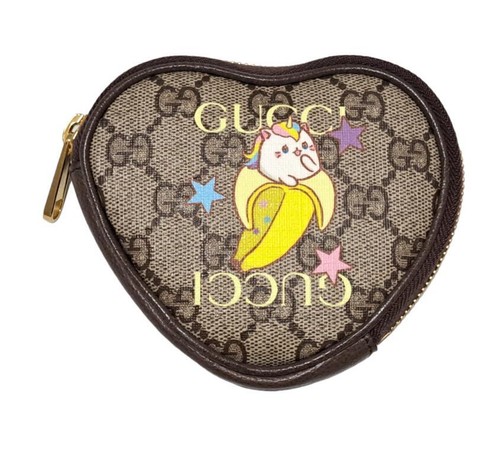 Authentic Gucci Pouch Coin Case Coin Purse Heart Shape Bananya GG ...