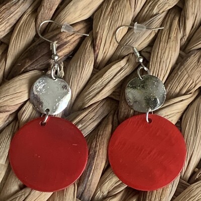 J CREW New Dangle Earrings Seashell disc silver hardware light ...