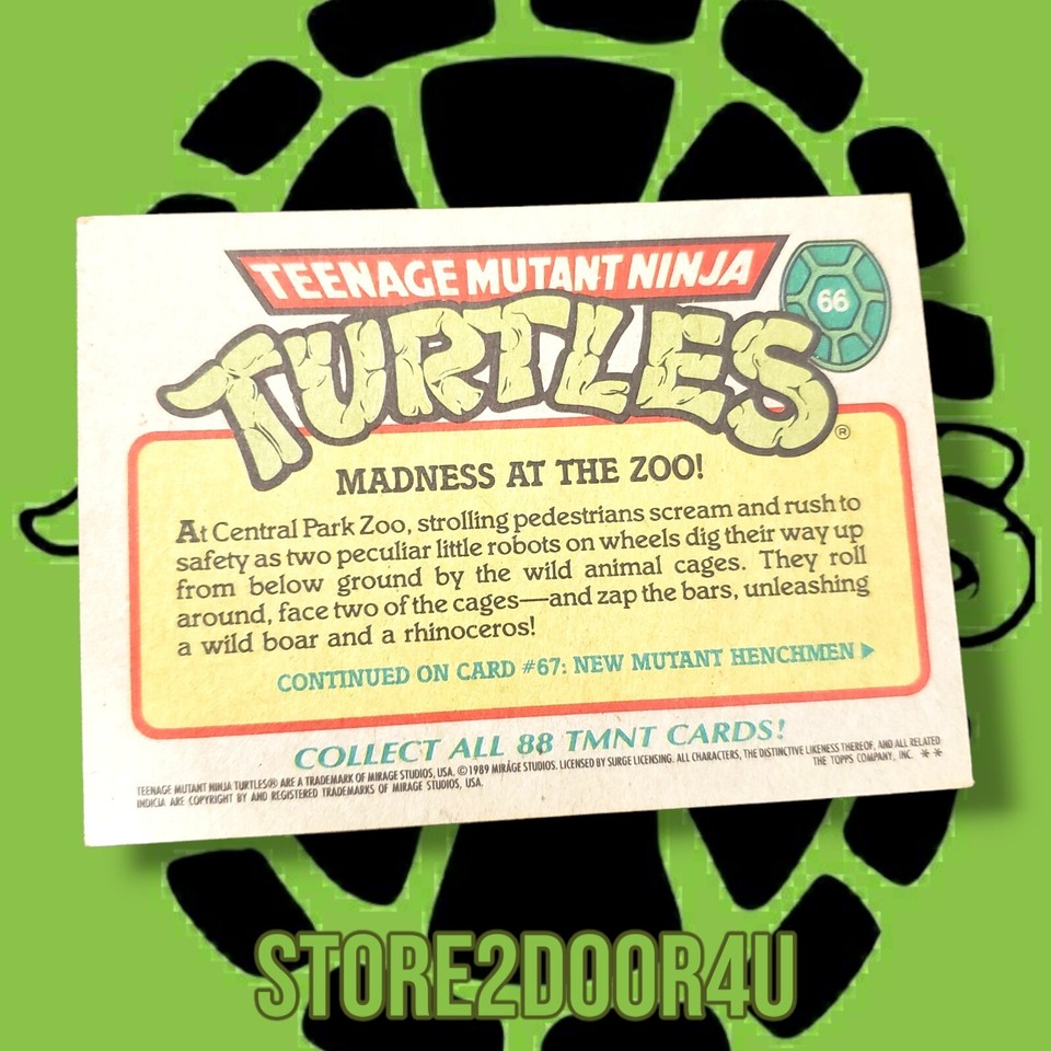 TMNT (1989) TOPPS Card: #66 Madness At The Zoo - Teenage Mutant Ninja ...