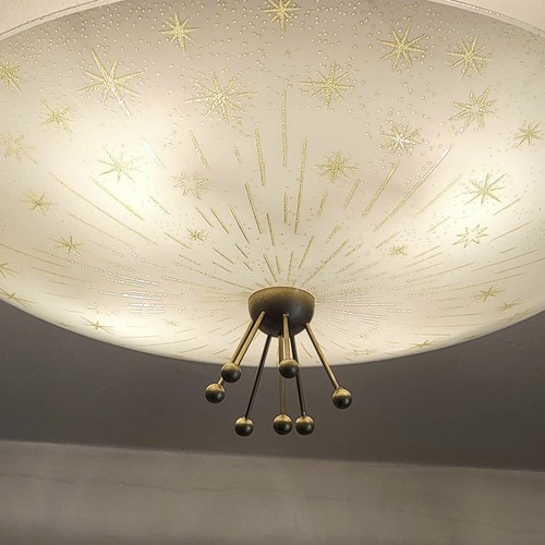 657c Vintage 50's 60's mid-century modern mcm lg 15" Ceiling Light lamp ...