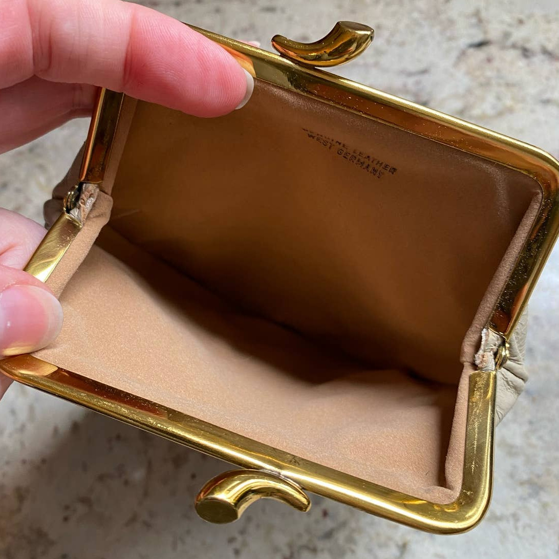 Leather Purse Coin Clutch Vintage WEST GERMANY Lady B… - Gem