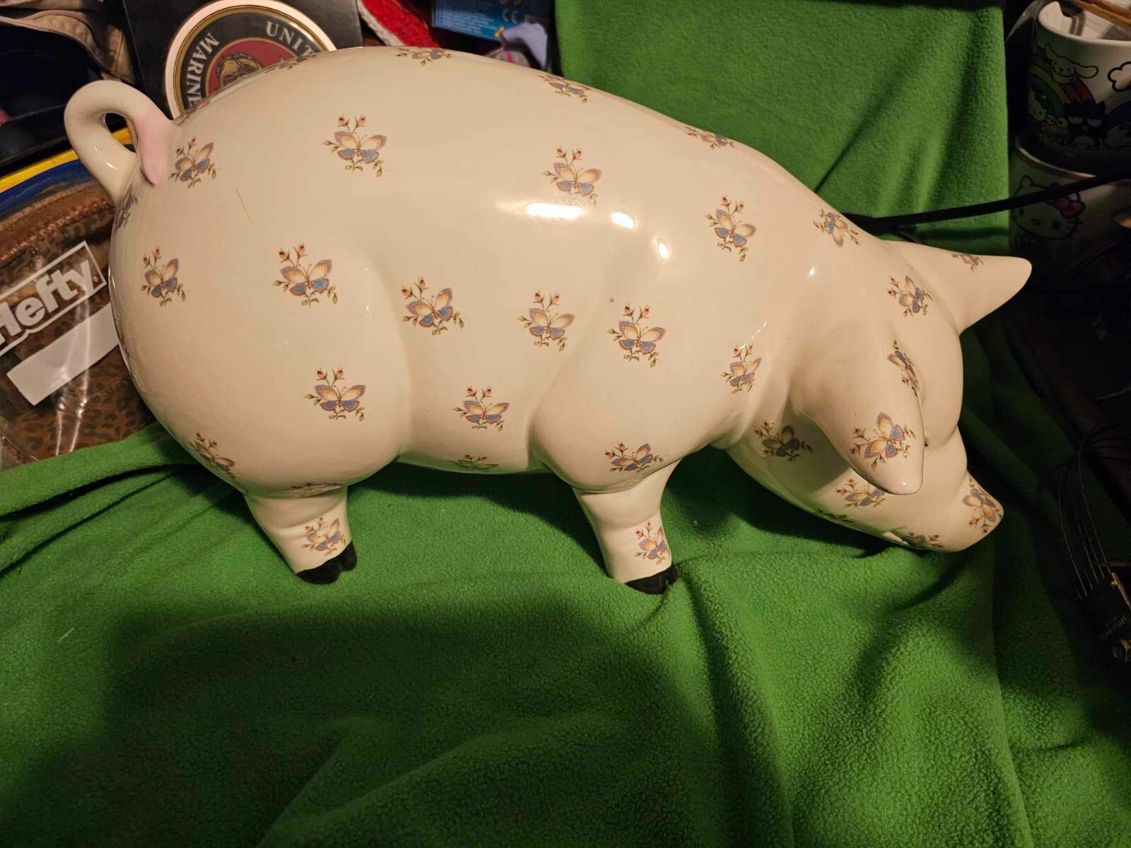 large ceramic pig, butter flies on pig 18x9 | eBay