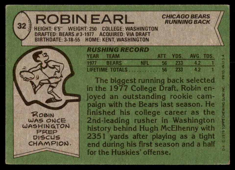 1978 Topps #32 Robin Earl RC (corner wear) | eBay