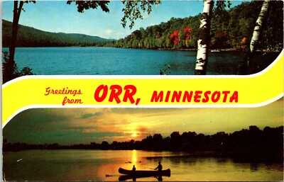 Postcard Greetings Orr Lake Rowboat Sunset Minnesota D1 | eBay