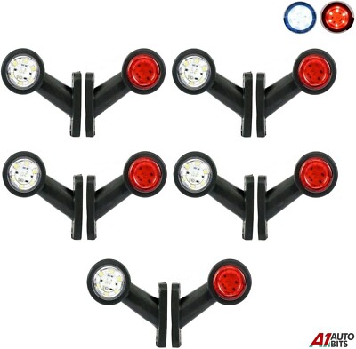 10x Short Stalk 12V 24V Side LED Red & White Marker Lights Truck ...