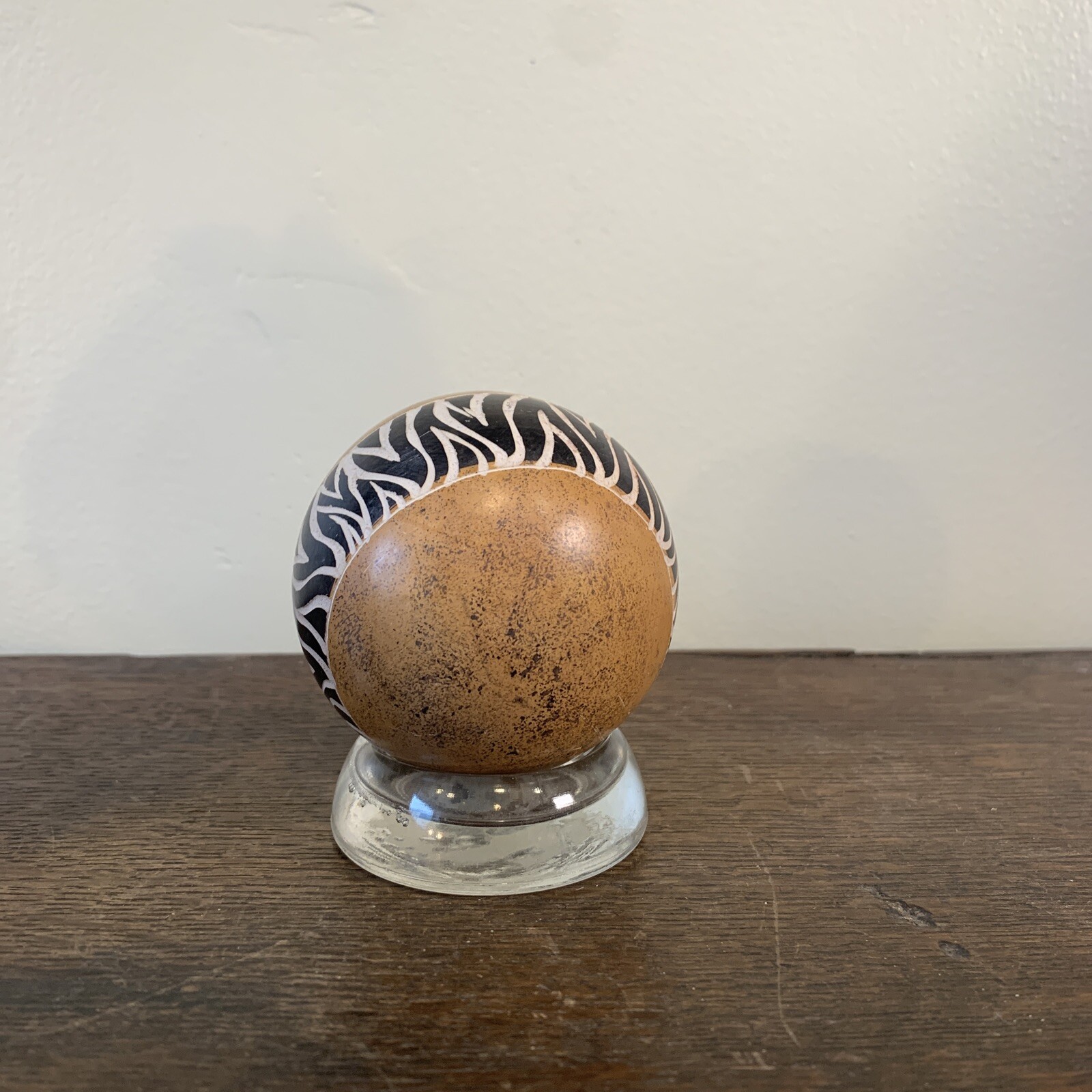 Zebra Stripe stone Sphere Hand Carved Painted Brown Black | eBay