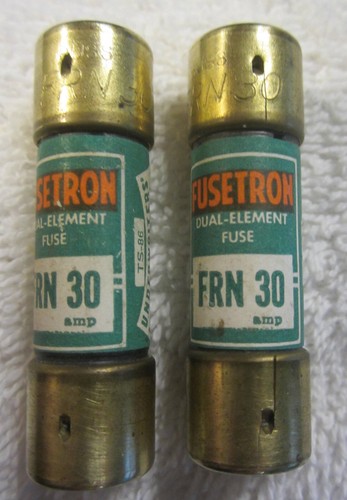 2 in lot,Bussman Fusetron FRN-R-30 30 Amp Fuses ,dual element New old ...