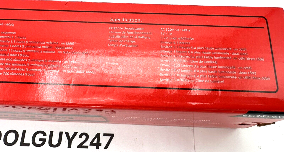 SNAP ON TOOLS Dual-Sided FLEX LIGHT ECARD062 RED 800 Lumens ...