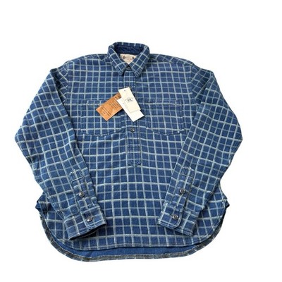RRL Ralph Lauren Blue Woven Utility Checked L/S Button Front Size XS ...