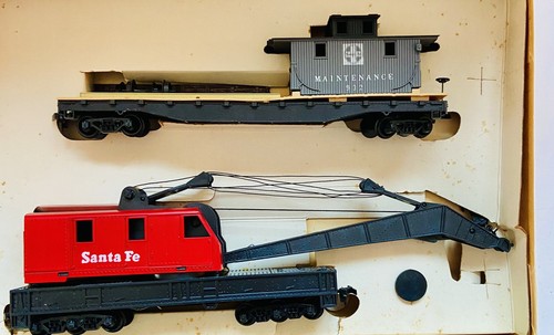 Tyco Santa Fe Operating Crane Car, Boom Tender Set #932 w/Box.SEE ...
