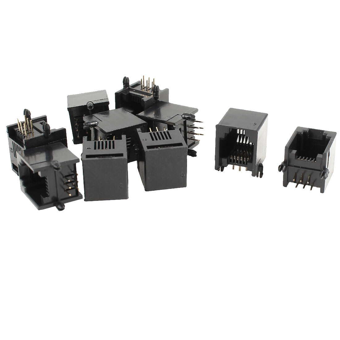 10pcs Black RJ11 Modular Jack 6P6C PCB Socket Mount Telephone ...