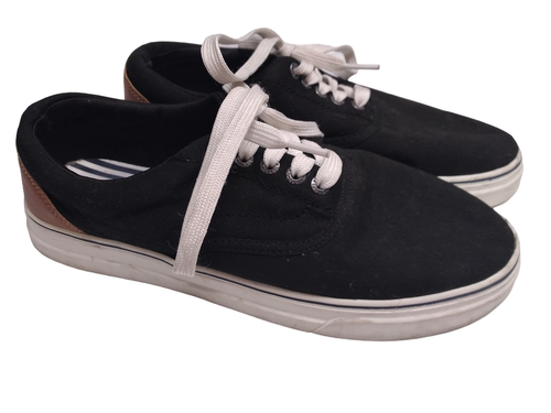 Men's CHAPS Canvas Casual Lace Up Boat Shoes - Size 8 - Black | eBay