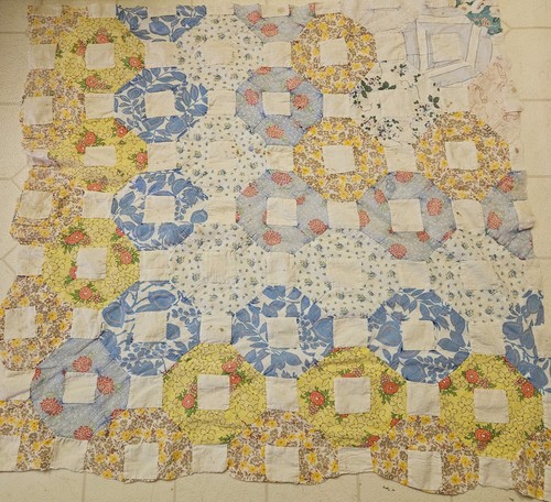 Large Early Cotton Patchwork Hand Pieced Feedsack Fabrics Quilt Top ...