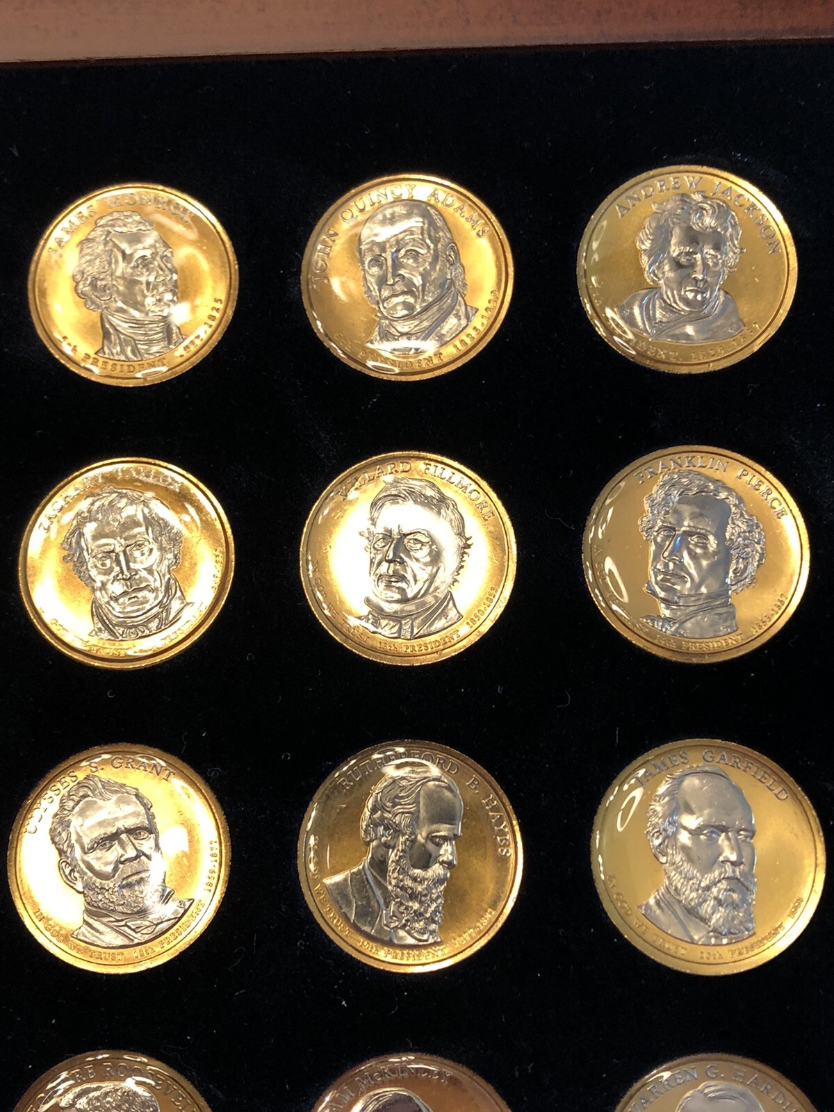 PRESIDENTIAL DOLLAR $ 37 PCS COIN SET W/ Display BOX Gold Platinum ...