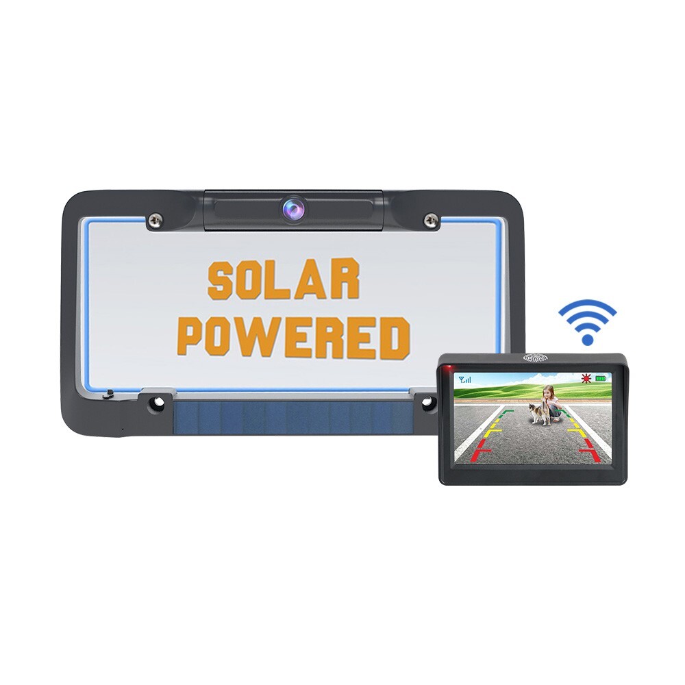 Wireless Waterproof HD Solar License Plate Rear View Backup Camera ...