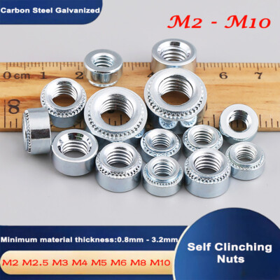 Self Clinching Nuts Steel Round Threaded Clinch Swage Inserts M3 M4 M5 ...