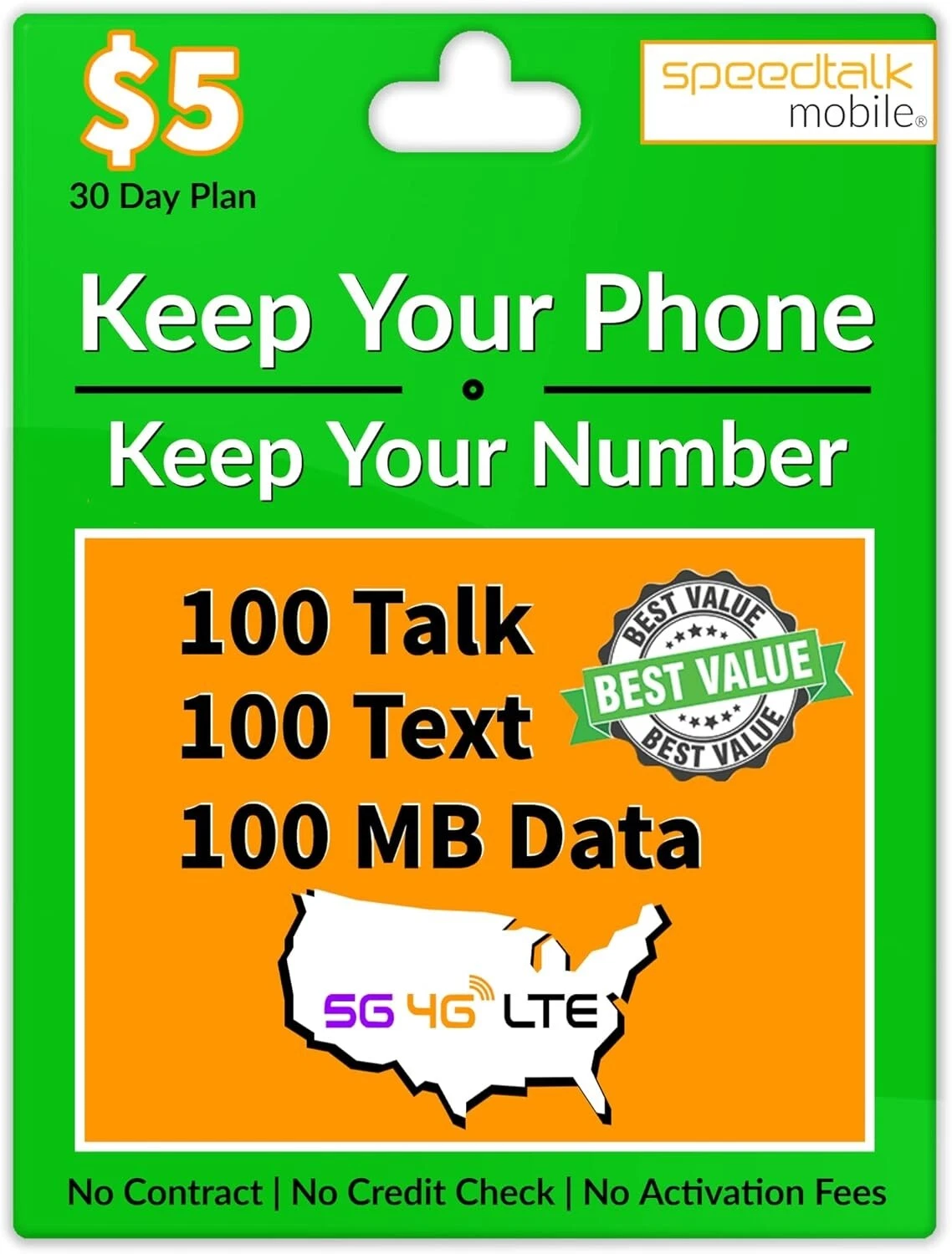 1GB Data Plan SpeedTalk Mobile 1GB Data SIM Card For USA (T-Mobile ...